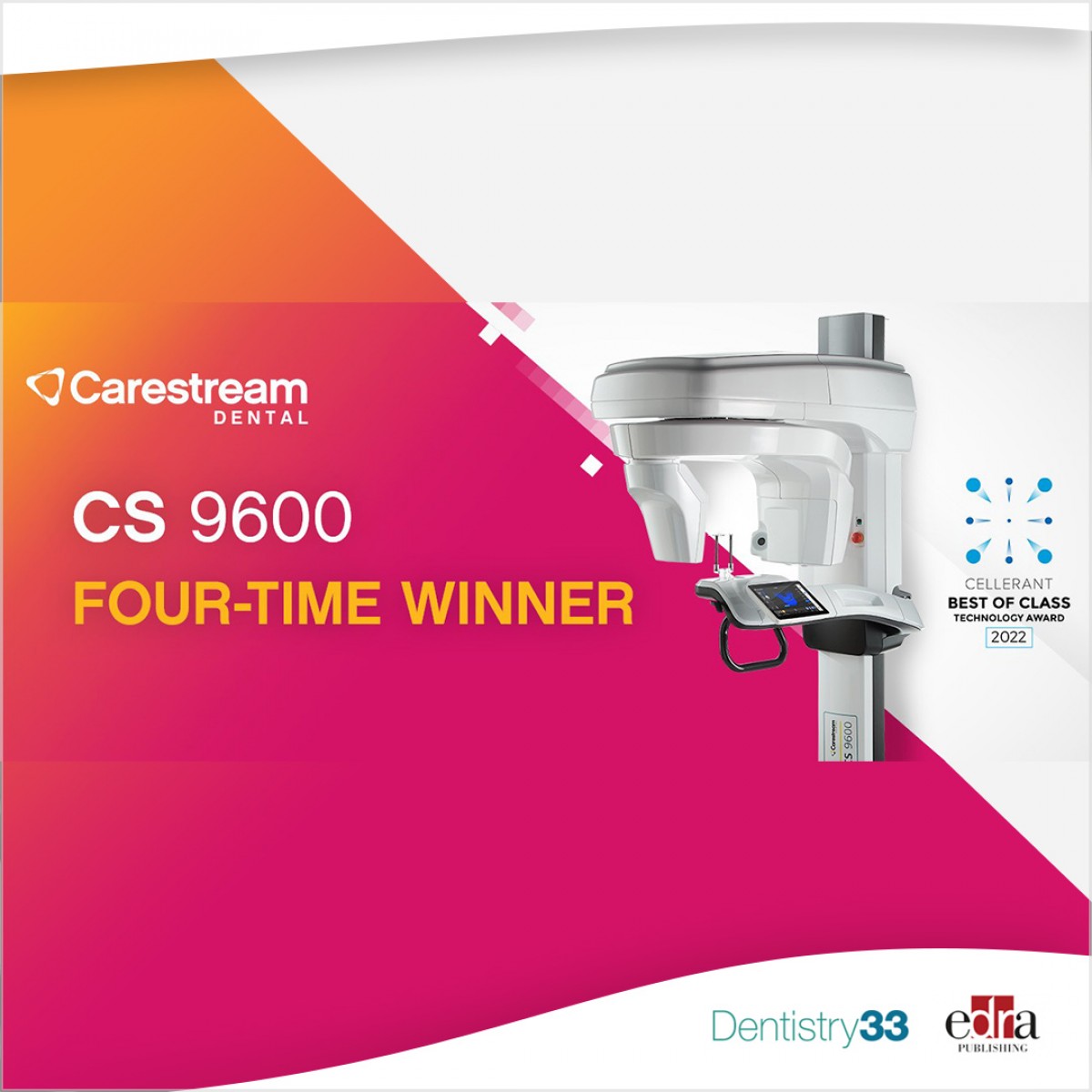 Carestream Dental s CS 9600 Wins Fourth Cellerant Best Of Class